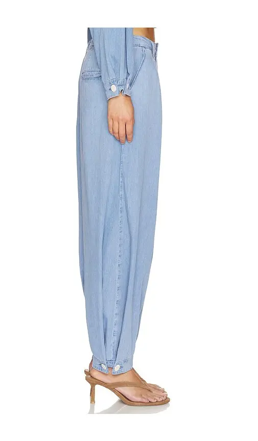 L'Agence Elias Convertible Wide Leg Jeans In Blue