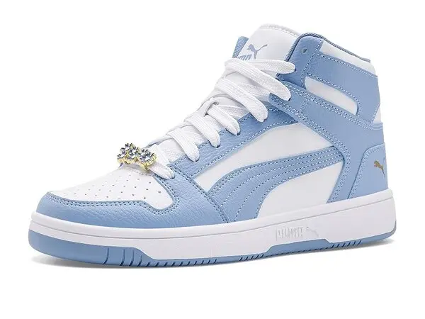 PUMA Rebound Layup Floral Shoes Basketball Shoes /chambray Blue/ Gold - White