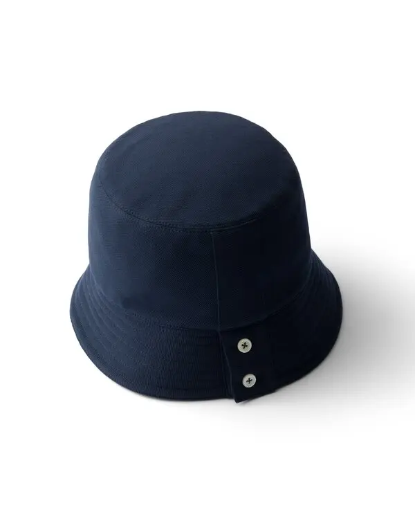 Prada Embroidered Logo Piqué Bucket Hat - Navy