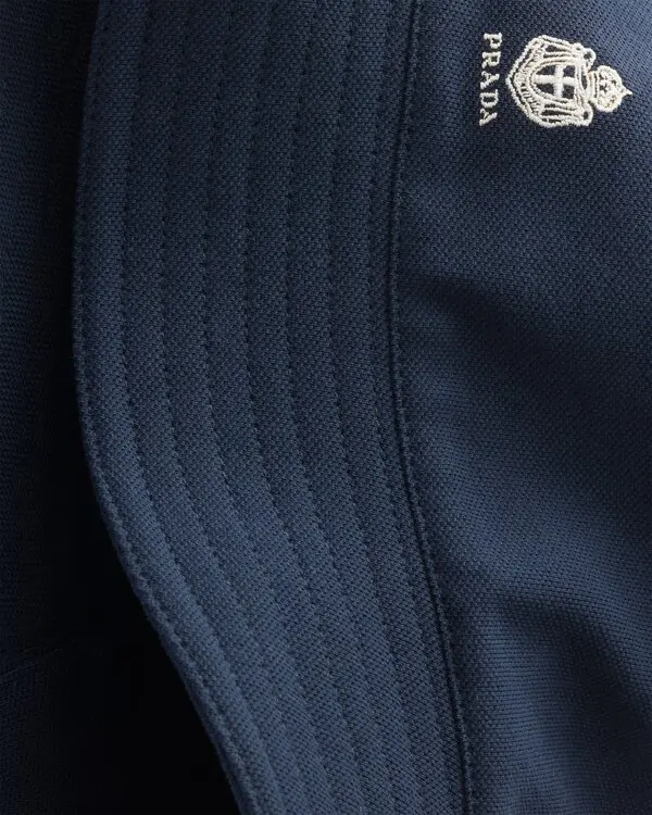 Prada Embroidered Logo Piqué Bucket Hat - Navy