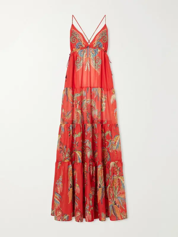 Etro Ruffled Printed Cotton Maxi Dress