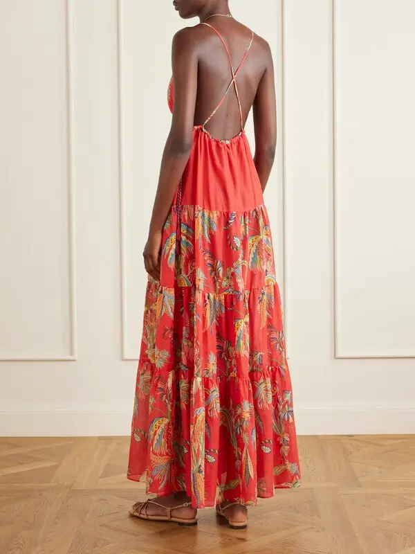 Etro Ruffled Printed Cotton Maxi Dress