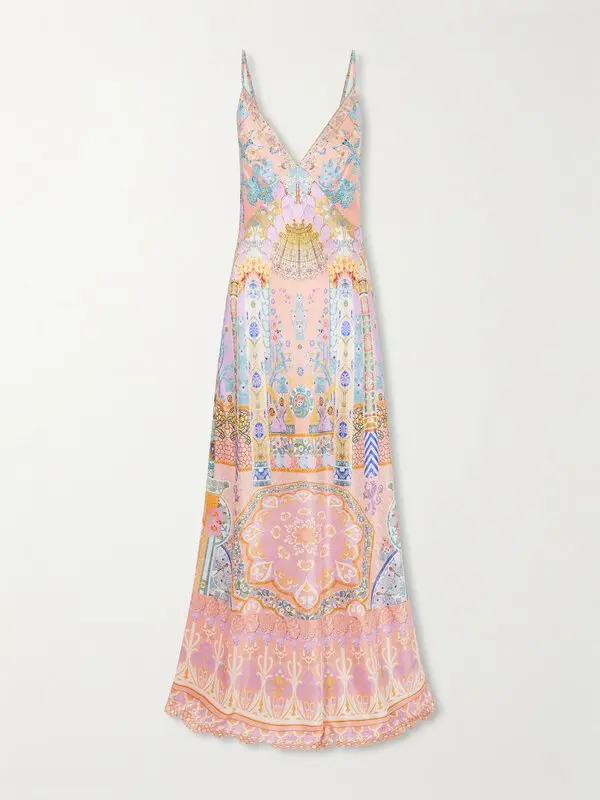 Camilla Printed Silk-satin Maxi Dress - Pink