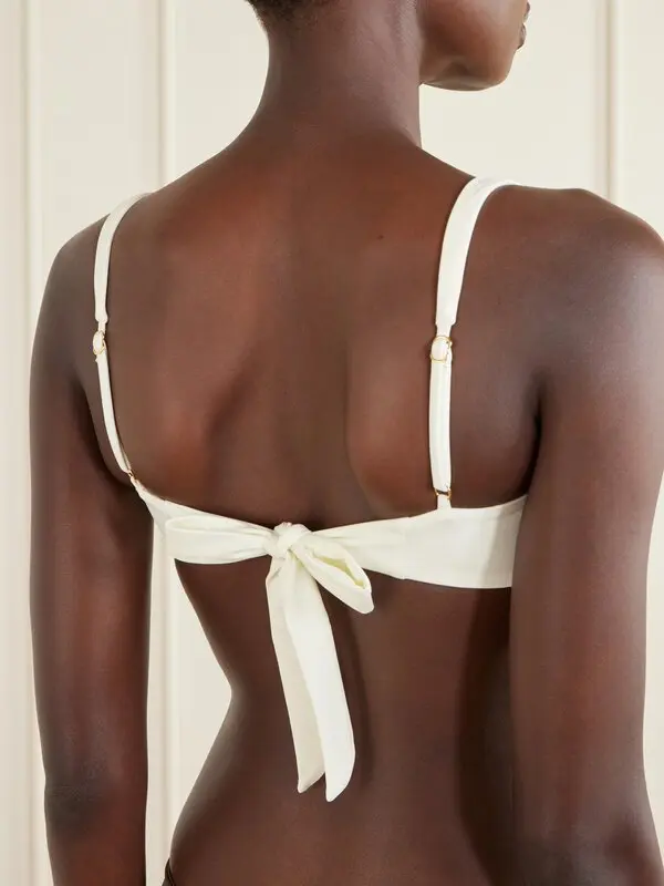 AWAY THAT DAY Palma Embellished Gathered Bikini Top