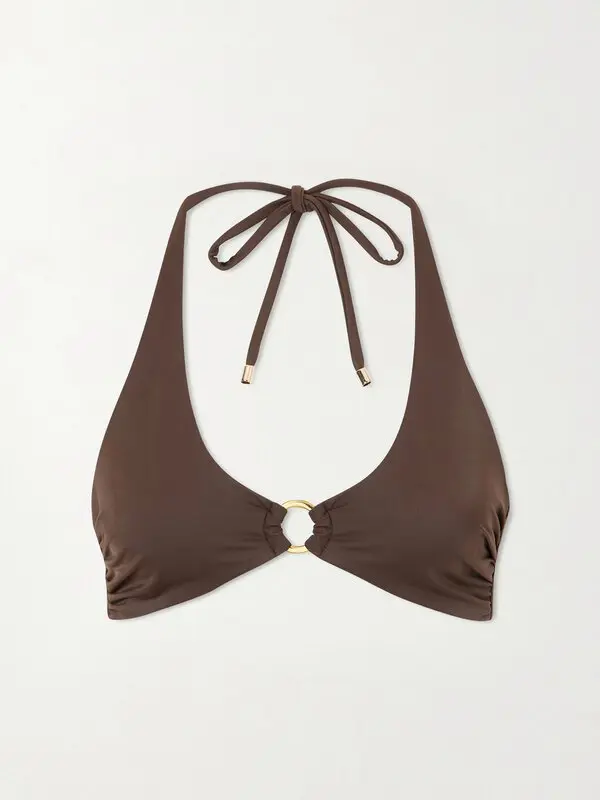 AWAY THAT DAY Sorrento Embellished Bikini Top - Brown
