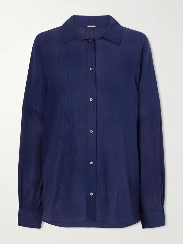 AWAY THAT DAY Maldives Crepon Shirt - Blue