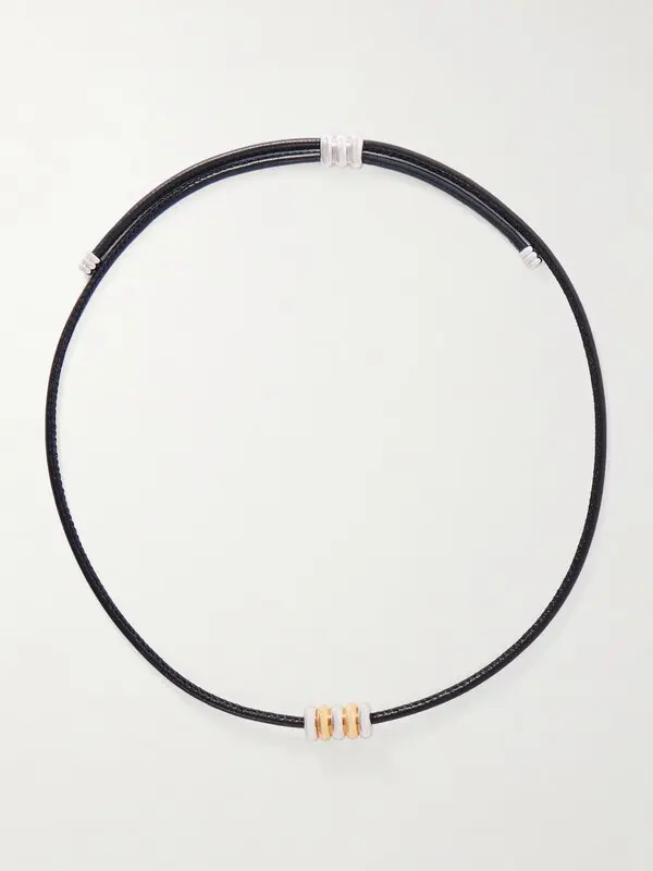 DEHANCHE Hollyhock Beaded Leather Necklace - Gold