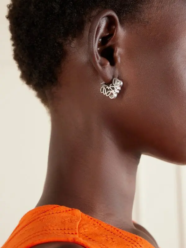 Loewe Anagram Bombé Sterling Hoop Earrings - Silver