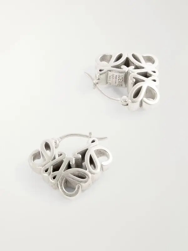 Loewe Anagram Bombé Sterling Hoop Earrings - Silver