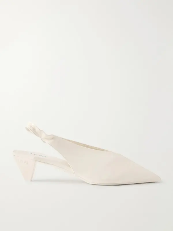 Loewe Origami Cubic 45 Leather Slingback Pumps - White