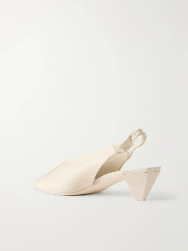 Loewe Origami Cubic 45 Leather Slingback Pumps - White