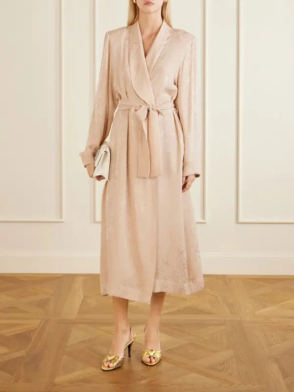 Alessandra Rich Belted Silk-moiré Midi Dress