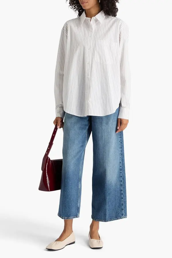 ANINE BING Braxton Pinstriped Cotton Shirt