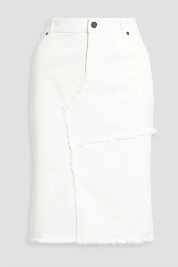 TOM FORD Frayed Paneled Denim Midi Skirt