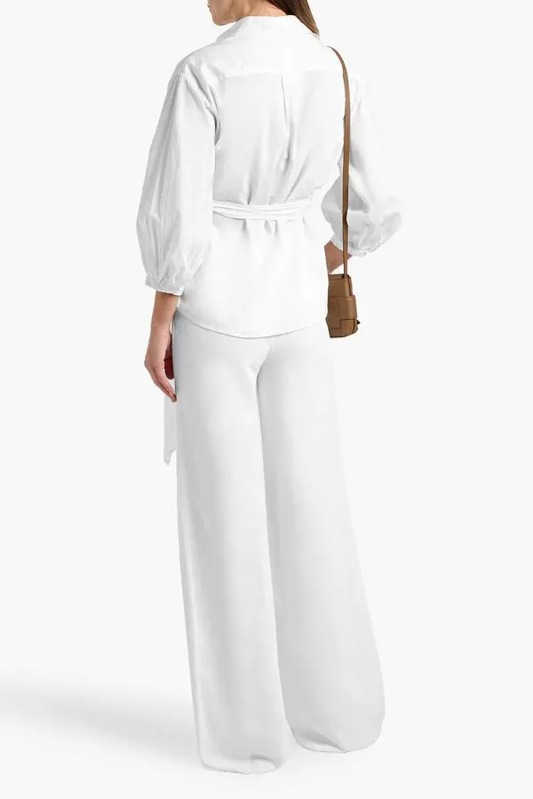 Max Mara Ceci Cotton And Silkblend Poplin Wrap Blouse
