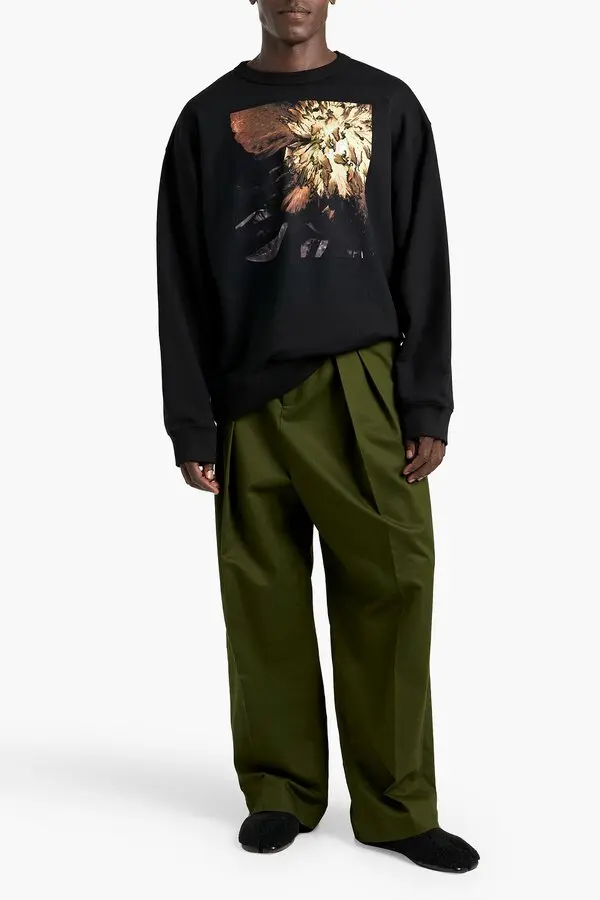 Dries Van Noten Floral Print Cotton Jersey Sweatshirt - Black