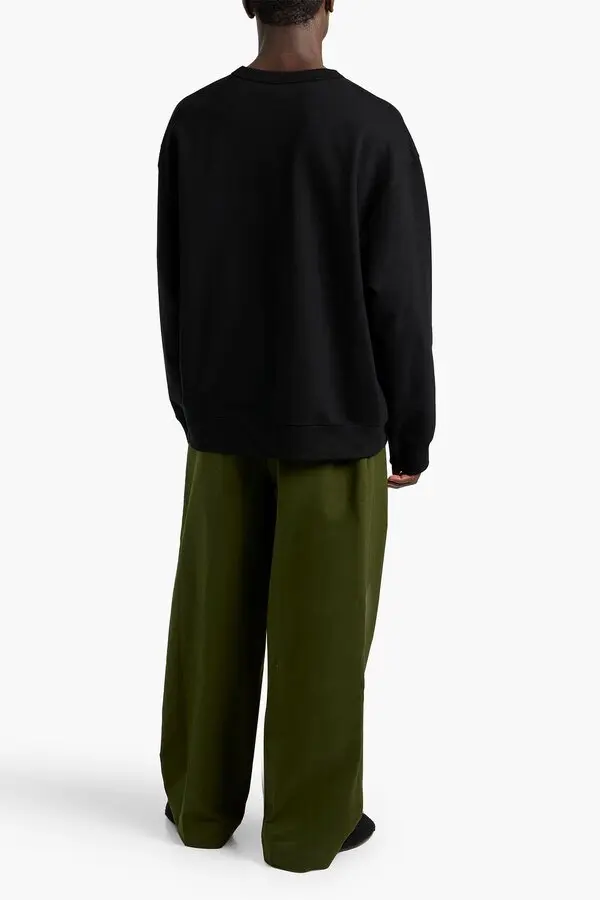 Dries Van Noten Floral Print Cotton Jersey Sweatshirt - Black
