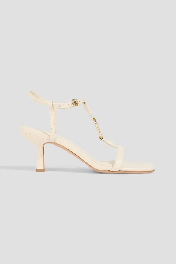 ANINE BING Kiera Embellished Leather Sandals - Ivory