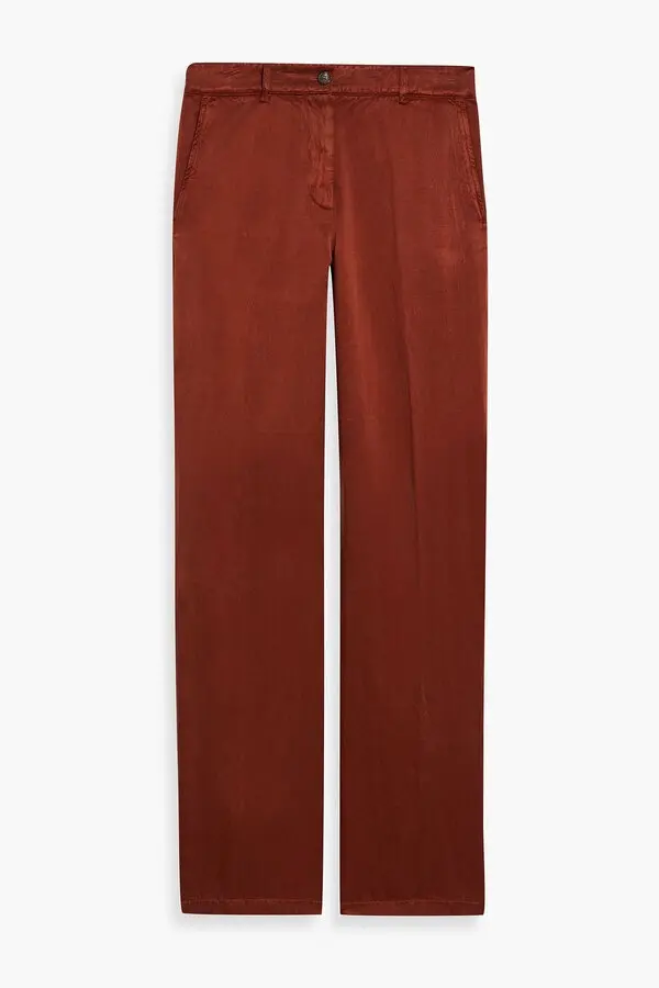 Dries Van Noten Cupro And Cottonblend Twill Wideleg Pants - Brick