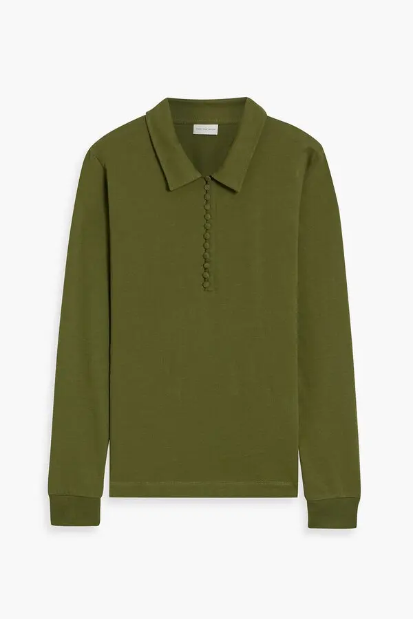 Dries Van Noten Cotton-jersey Polo Shirt - Emerald