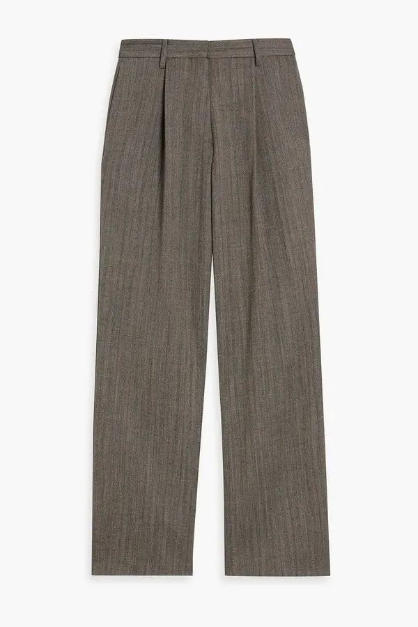 Dries Van Noten Pleated Striped Wool Straightleg Pants