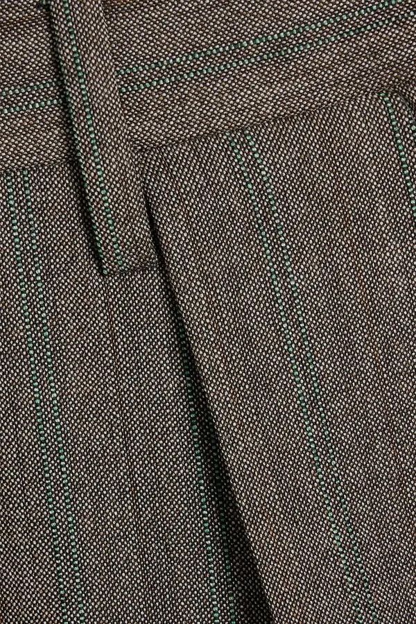 Dries Van Noten Pleated Striped Wool Straightleg Pants