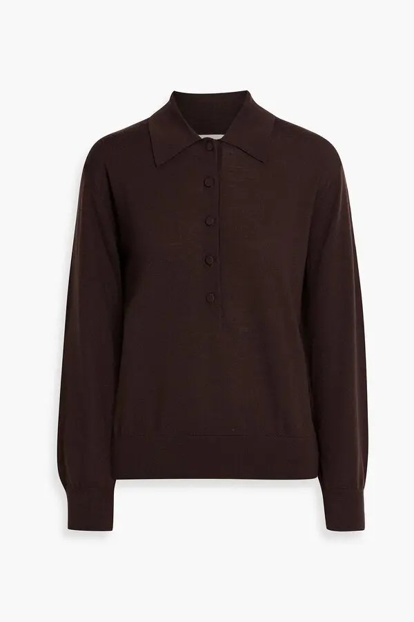 Dries Van Noten Merino Wool Polo Sweater - Chocolate