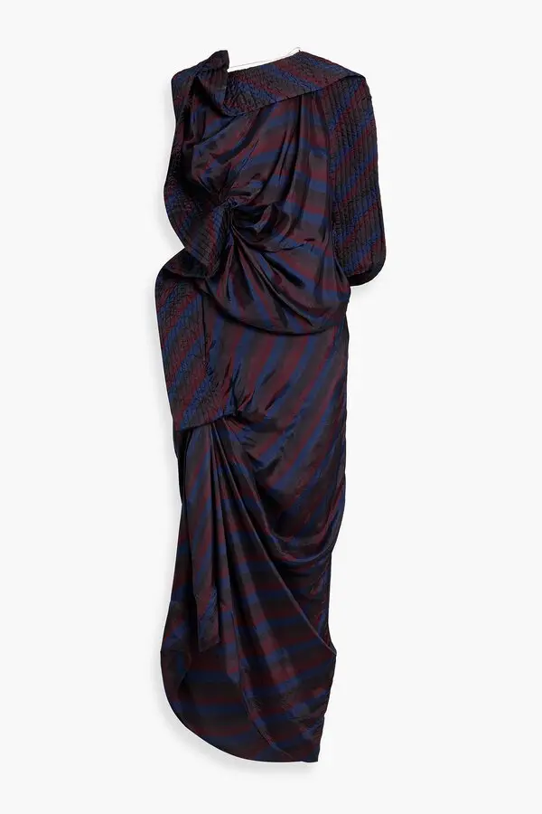Dries Van Noten Draped Striped Twill Maxi Dress