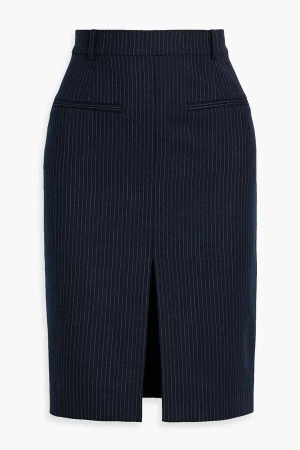 ANINE BING Kora Striped Wool-blend Twill Skirt