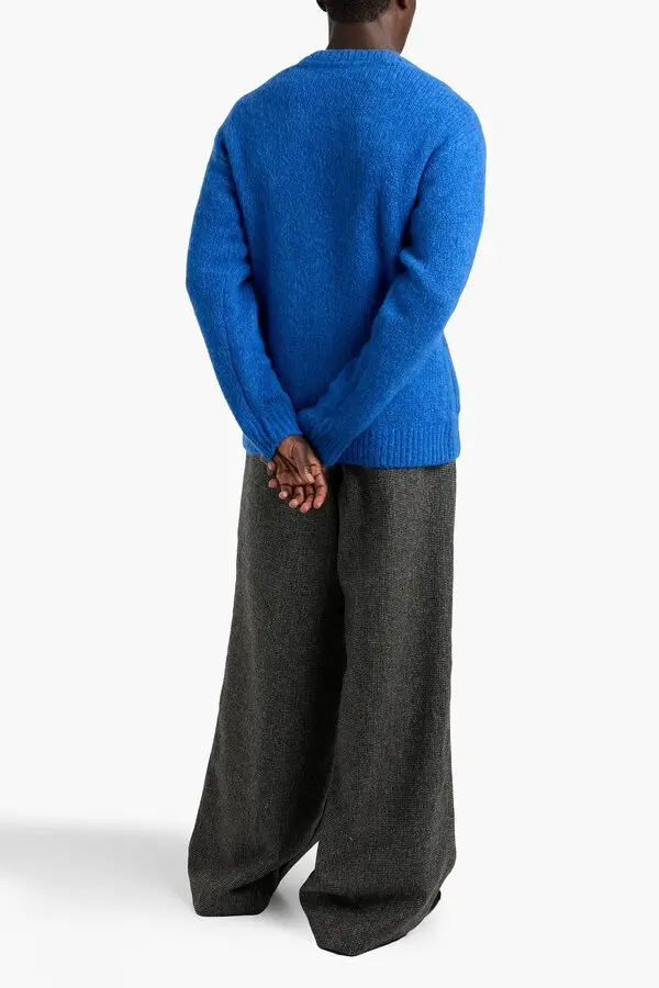 Dries Van Noten Alpaca-blend Cardigan With Ribbed Trims And Patch Pockets - Bright Blue