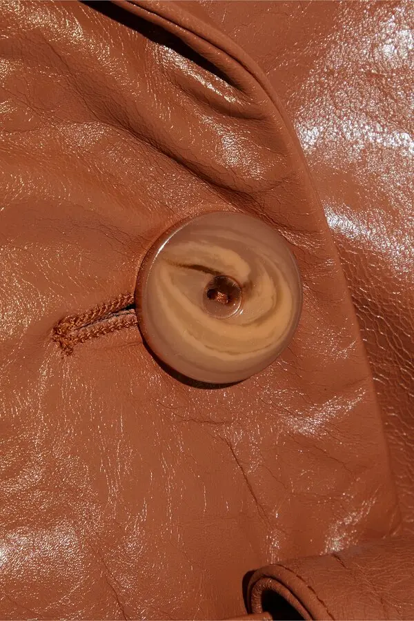 Drome Double-breasted Crinkled Leather Trench Coat