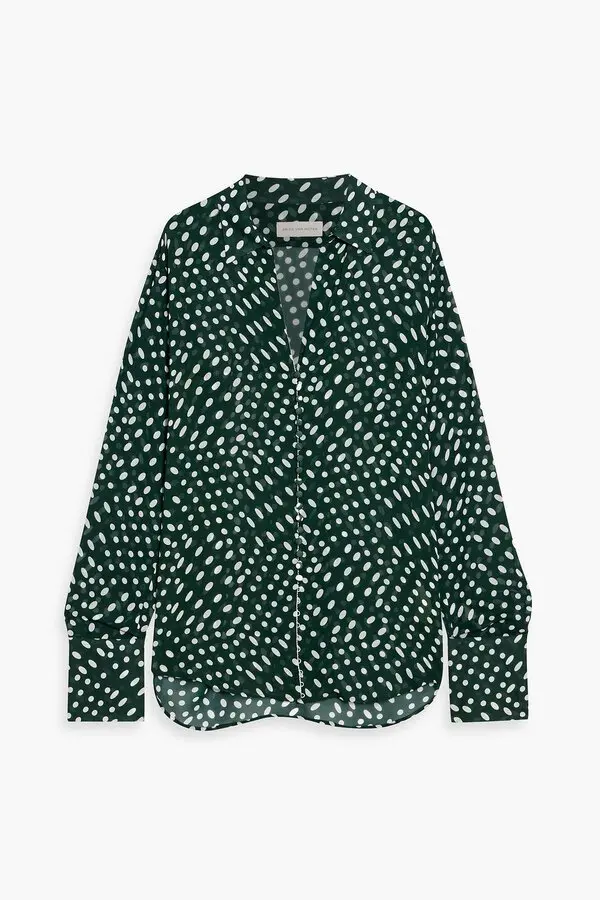 Dries Van Noten Polkadot Crepe De Chine Top