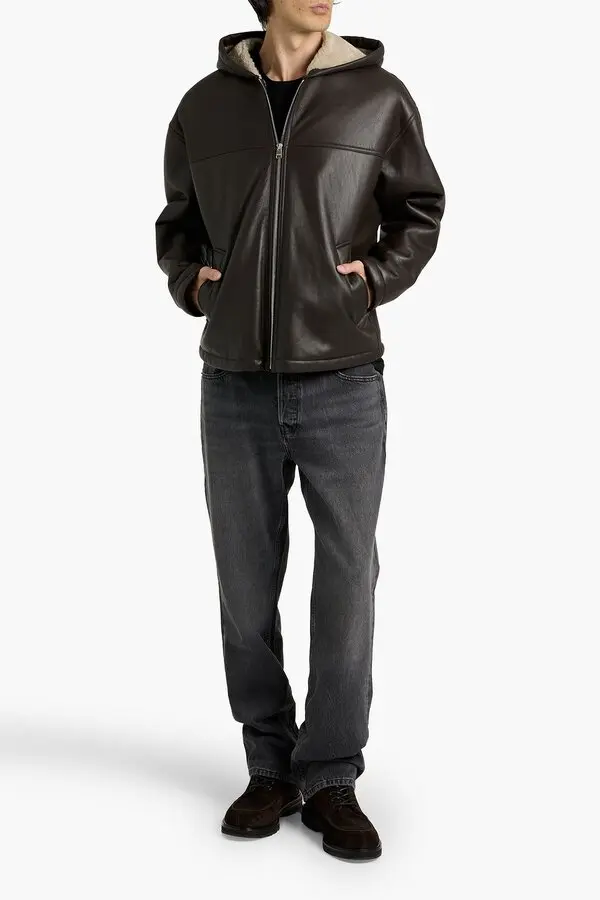 FRAME Shearlinglined Leather Hooded Jacket