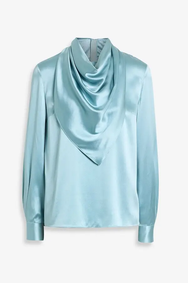 Adam Lippes Bandera Draped Silksatin Blouse - Sky Blue