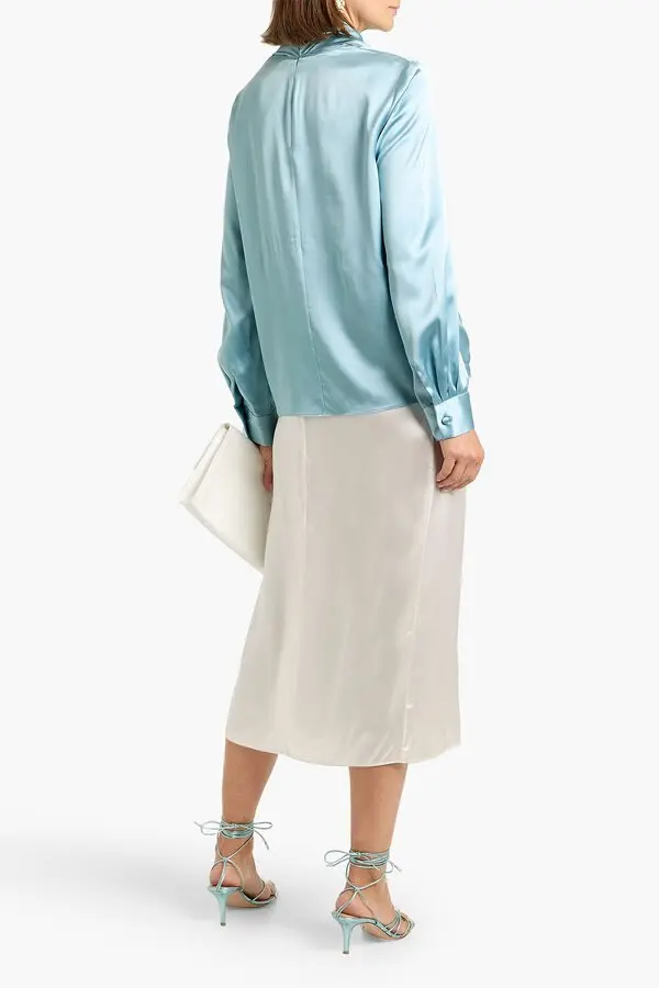 Adam Lippes Bandera Draped Silksatin Blouse - Sky Blue