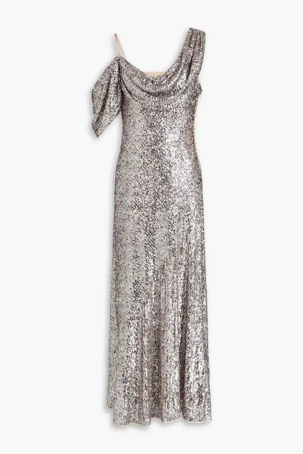 Diane Von Furstenberg One-shoulder Sequined Tulle Maxi Dress