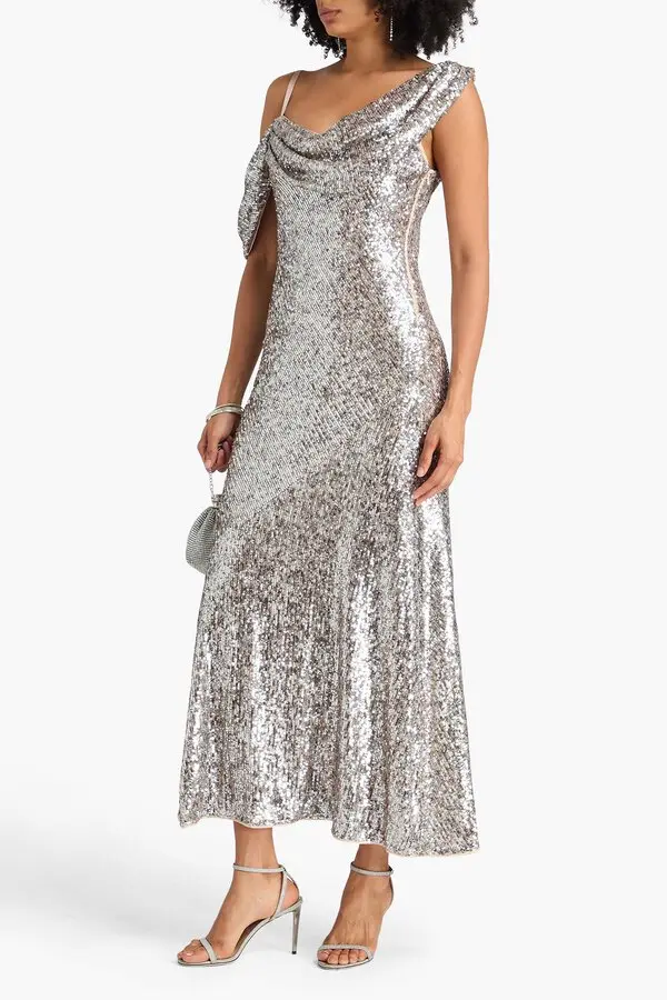 Diane Von Furstenberg One-shoulder Sequined Tulle Maxi Dress