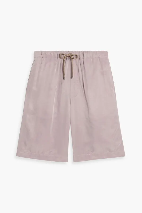 Dries Van Noten Crinkled Cupro Drawstring Shorts - Lilac