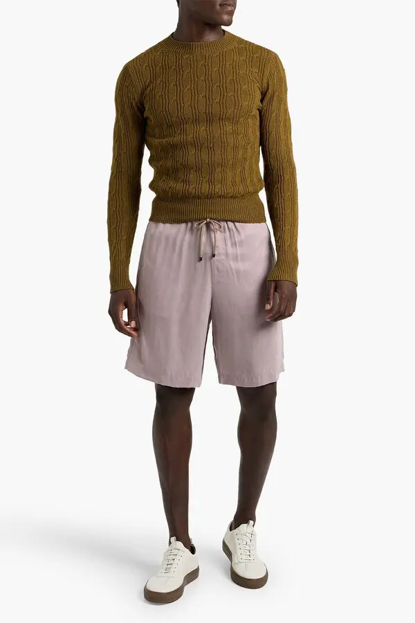 Dries Van Noten Crinkled Cupro Drawstring Shorts