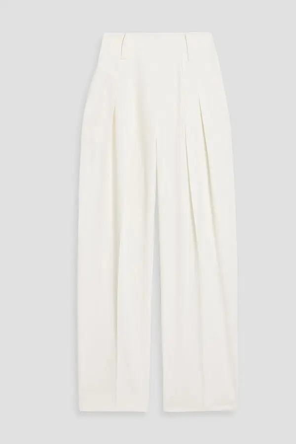 Victoria Beckham Pleated Woolblend Twill Wideleg Pants