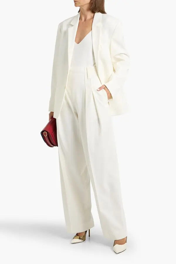 Victoria Beckham Pleated Woolblend Twill Wideleg Pants