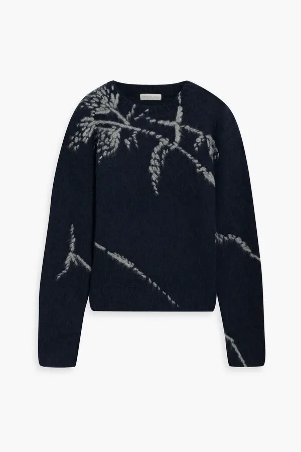 Dries Van Noten Intarsia Alpaca-blend Sweater - Navy
