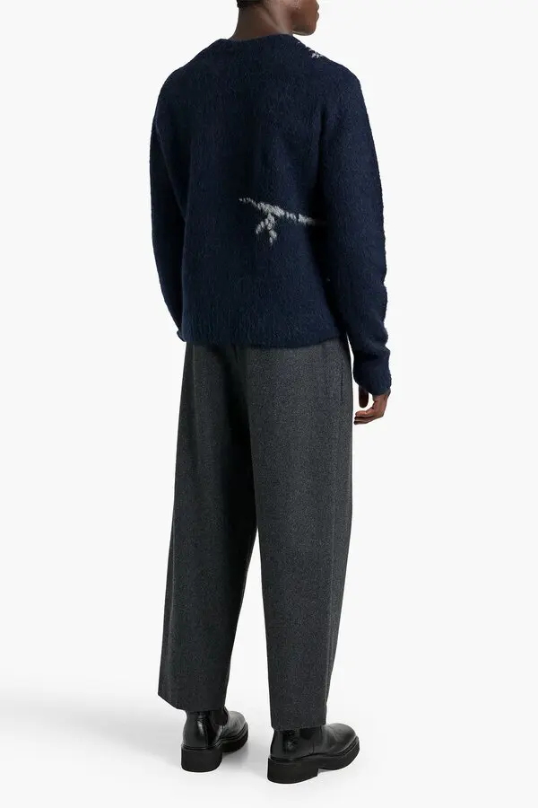 Dries Van Noten Intarsia Alpaca-blend Sweater - Navy