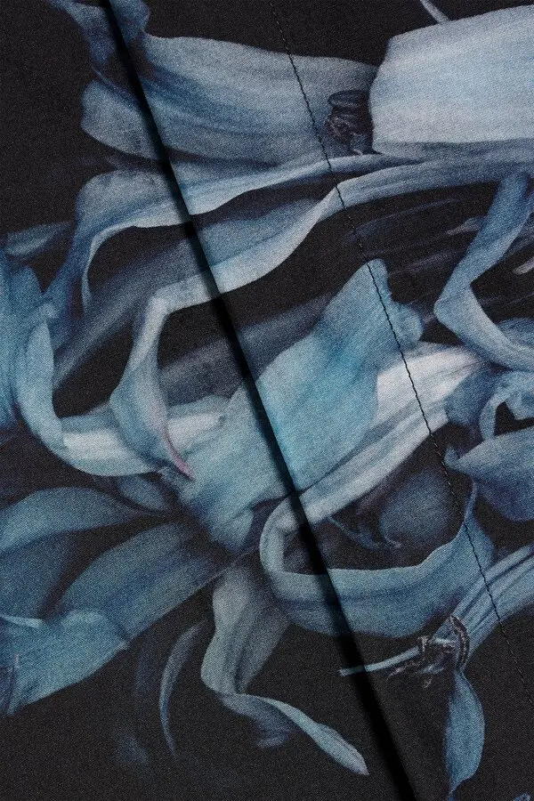 Dries Van Noten Floralprint Silk Shirt - Light Blue