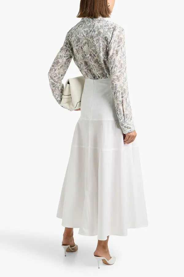 Victoria Beckham Paneled Cottonpoplin Maxi Skirt