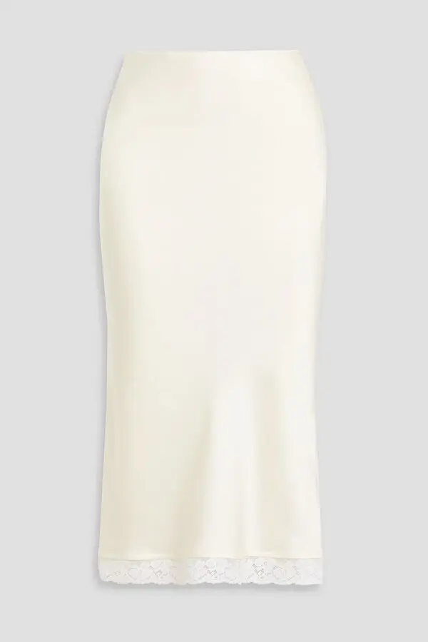 Victoria Beckham Lacetrimmed Satin Midi Skirt - Ivory