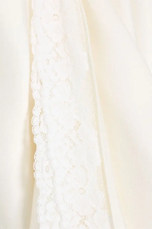 Victoria Beckham Lacetrimmed Satin Midi Skirt - Ivory
