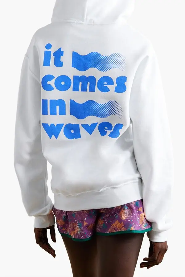 Paradised It Comes In Waves Printed Cottonblend Fleece Hoodie