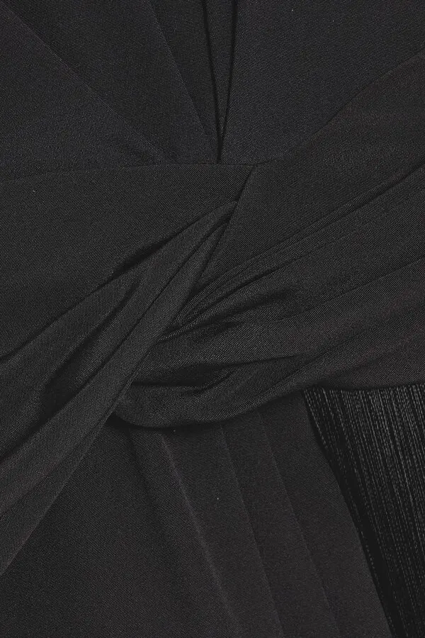 Adam Lippes Fringed Ruched Silk Crepe Maxi Dress