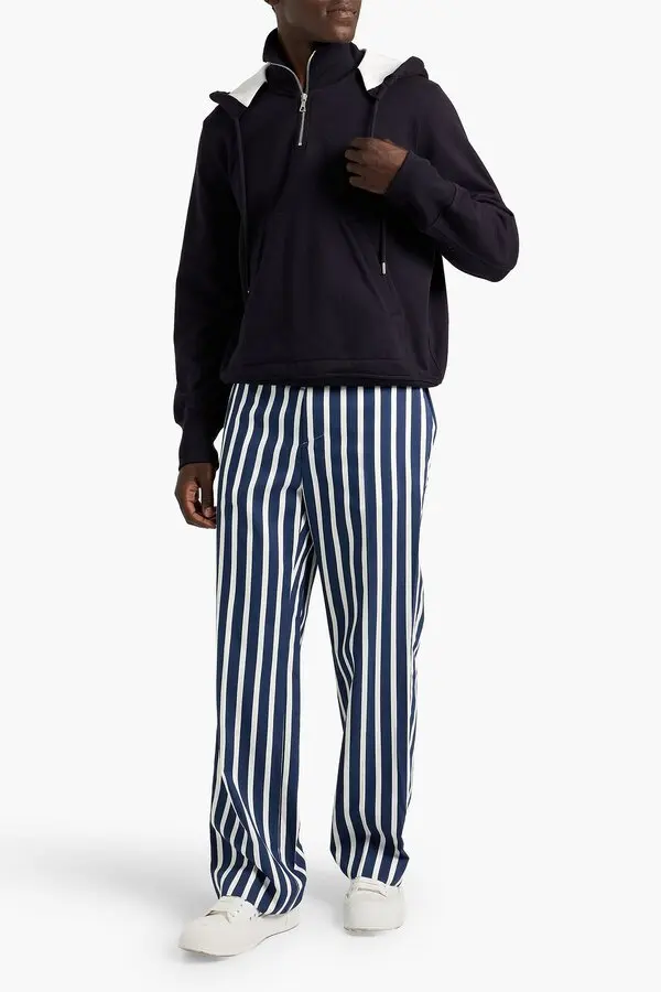 Dries Van Noten Twotone Cottonjersey Halfzip Hoodie